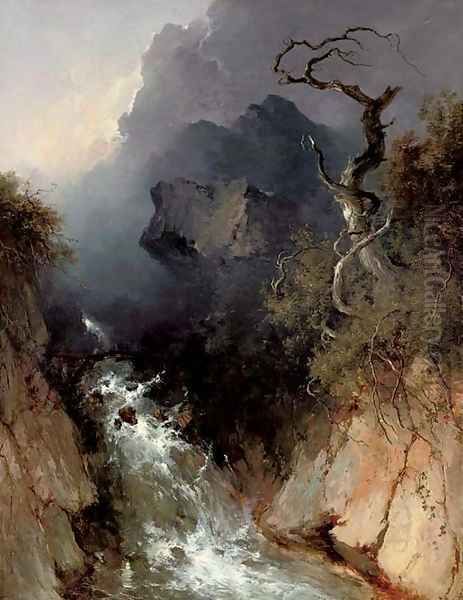 The rocky waterfall oil painting reproduction by John Brandon Smith ...