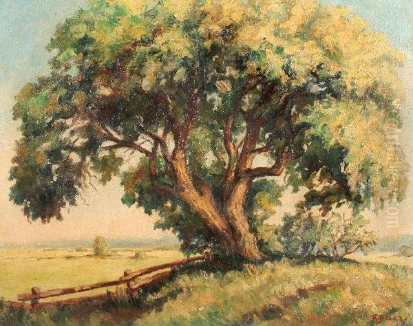 Alter Baum In Landschaft oil painting reproduction by Fritz Baer ...