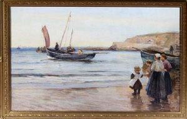 Fishing Cobles At Cullercoats oil painting reproduction by Robert ...