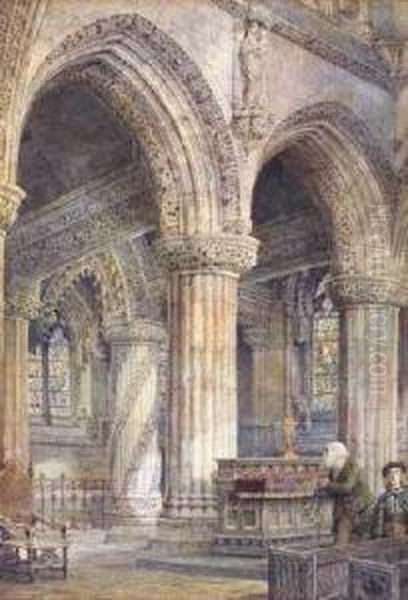 Rosslyn Chapel With The Apprentice Pillar oil painting reproduction by ...