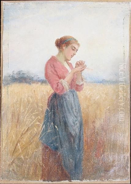 Girl Blowing Chaff From A Handful Of Wheat oil painting reproduction by ...