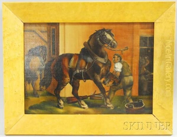 The Village Smithy oil painting reproduction by Henry Willard ...