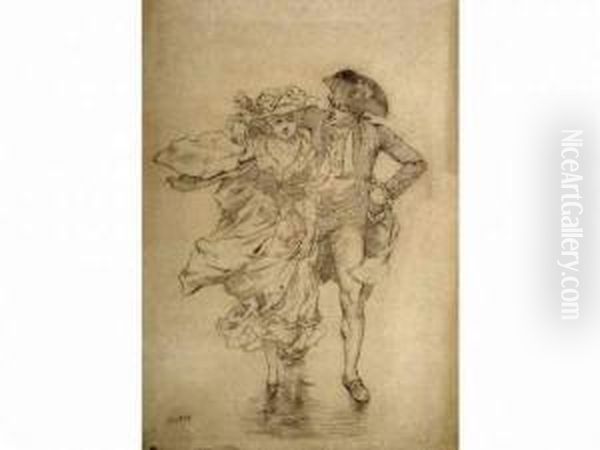 Sous La Pluie oil painting reproduction by Pierre Outin ...