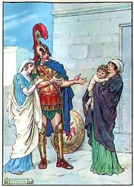 Hector and Andromache oil painting reproduction by Charles Edmund Brock ...