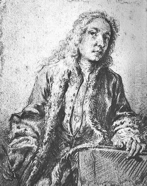 Drawing after a lost Self-Portrait of Watteau oil painting reproduction ...