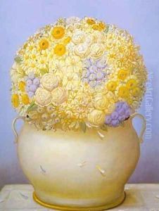 Flowers 1995.jpg oil painting reproduction by Fernando Botero ...