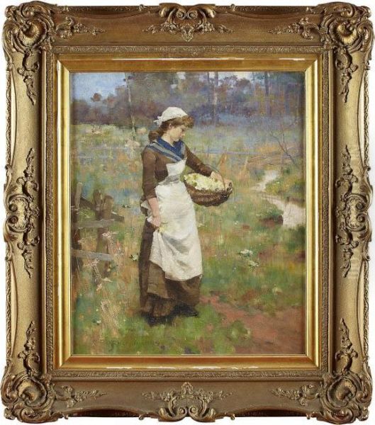 Gathering Primroses oil painting reproduction by David Fulton ...