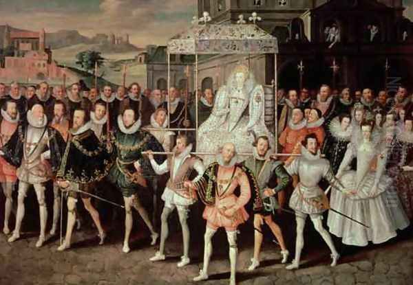 Queen Elizabeth I 1533-1603 being carried in Procession Eliza ...
