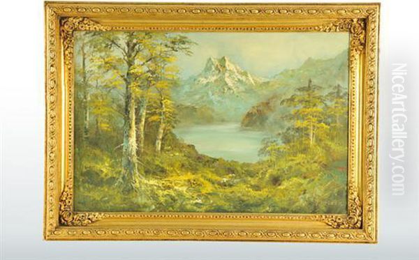 Paisaje Con Montana oil painting reproduction by F. Holzer ...