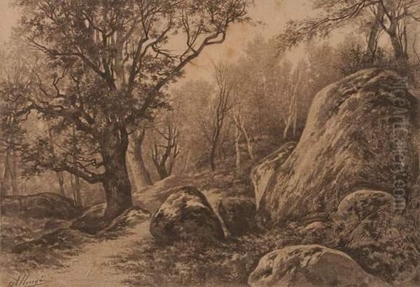 Rocher Dans La Foret De Fontainebleau oil painting reproduction by ...