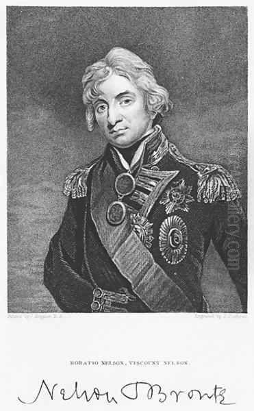 Portrait of Admiral Horatio Nelson with his signature oil painting ...