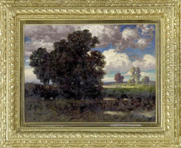 Landschaft Mit Baumgruppe An Gewasser oil painting reproduction by ...