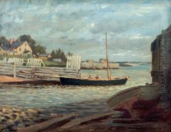 Fishing Harbour And Village, Prince Edward Island oil painting ...