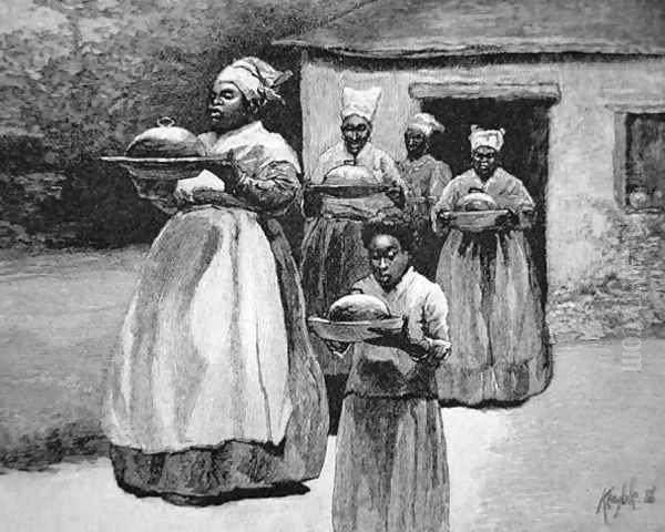 Until dinner began to come in across the yard slaves carry a prepared ...