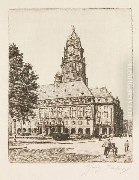 Dresden - Altstadter Rathaus oil painting reproduction by Georg Jahn ...
