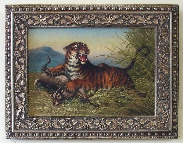 African Landscape With Tiger And Kudu oil painting reproduction by Hugo ...