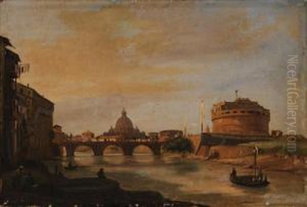 Veduta Di Roma Dal Tevere Sullo Sfondo Di San Pietro E Castel Sant ...