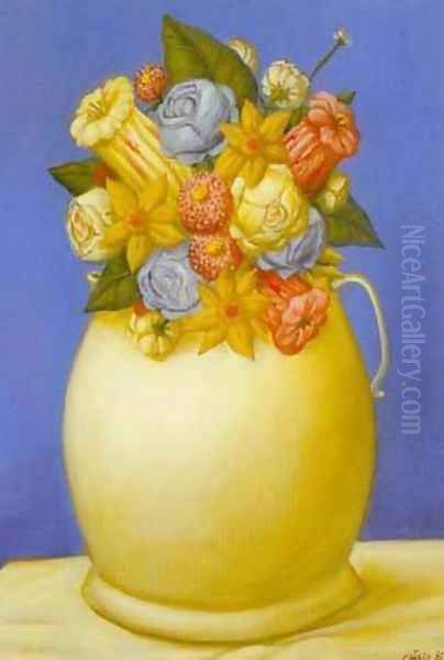 Flowers 1995 oil painting reproduction by Fernando Botero ...