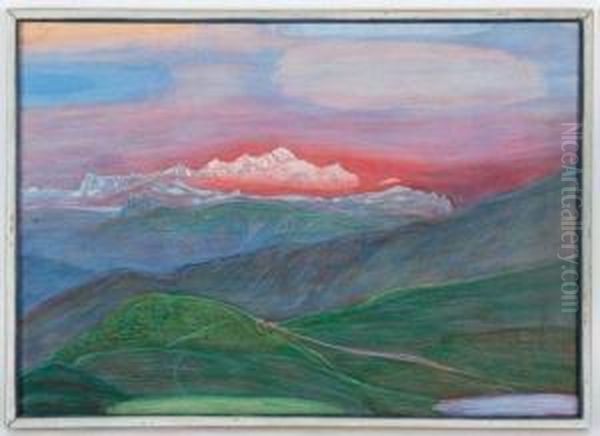 Mont-blanc A L'aube oil painting reproduction by Alexandre Perrier ...