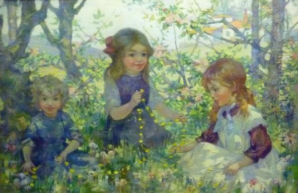 'the Buttercup Chain' oil painting reproduction by Daniel Pender ...