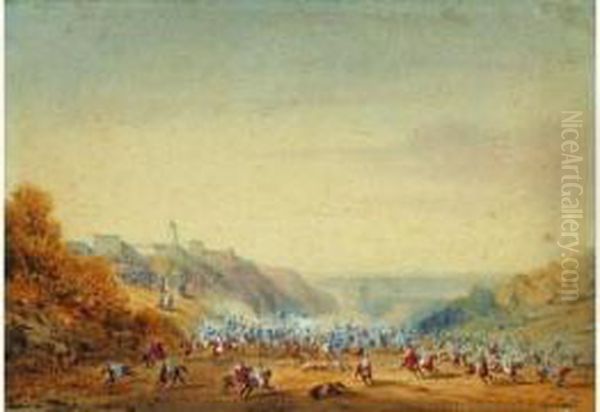 Scene De Bataille oil painting reproduction by Gaspard Gobaut ...