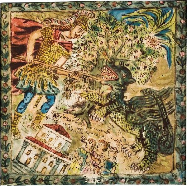 Jason Slays The Flame-breathing Dragonguarding The Golden Fleece oil ...