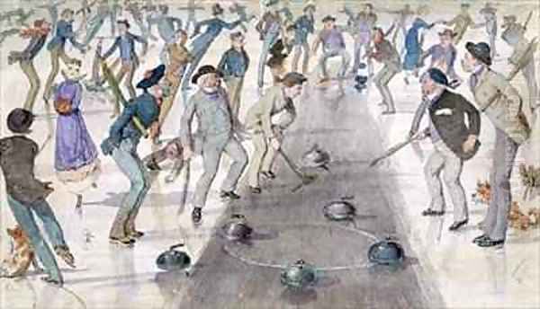 Curling Match on Duddingston Loch oil painting reproduction by Charles ...