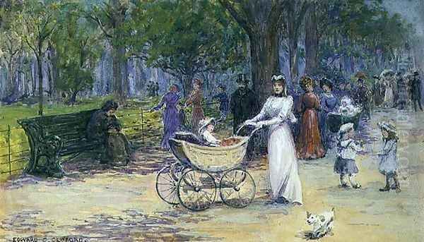 Promenading oil painting reproduction by Edward Clifford ...