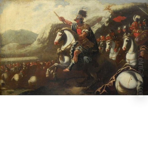 Roman Battle Scene oil painting reproduction by Guglielmo Cortese Il ...