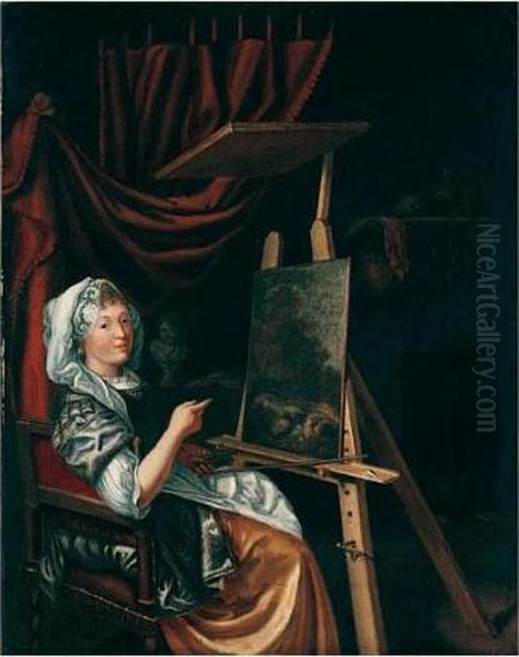 Portrait Of Maria Schalcken In An Artist's Studio oil painting ...