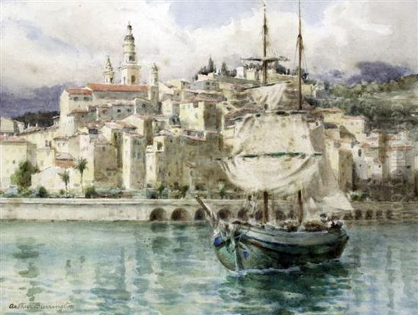 Ship In A Mediterranean Harbour oil painting reproduction by Arthur ...