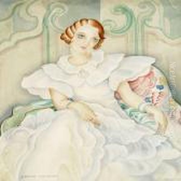 Portrait Of Brigitte Bergman oil painting reproduction by Gerda Wegener ...