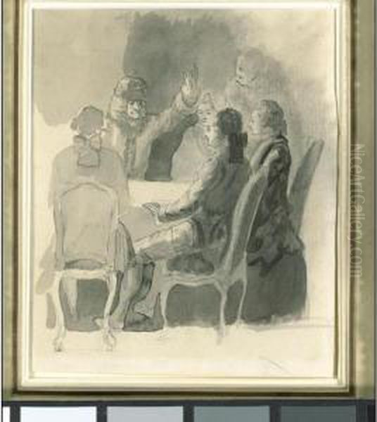 Voltaire And His Apostles oil painting reproduction by Jean Huber ...