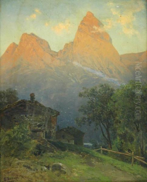 Pejzaz Gorski oil painting reproduction by Adolf Mosengel ...