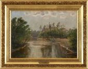 Landscape. Signed. Viggo Langer oil painting reproduction by Olaf Viggo ...