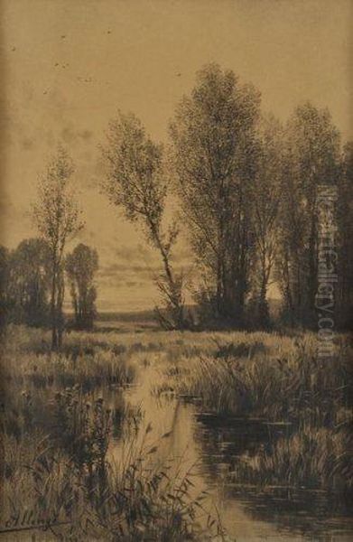 Paysage A La Riviere Et Aux Arbres oil painting reproduction by Auguste ...
