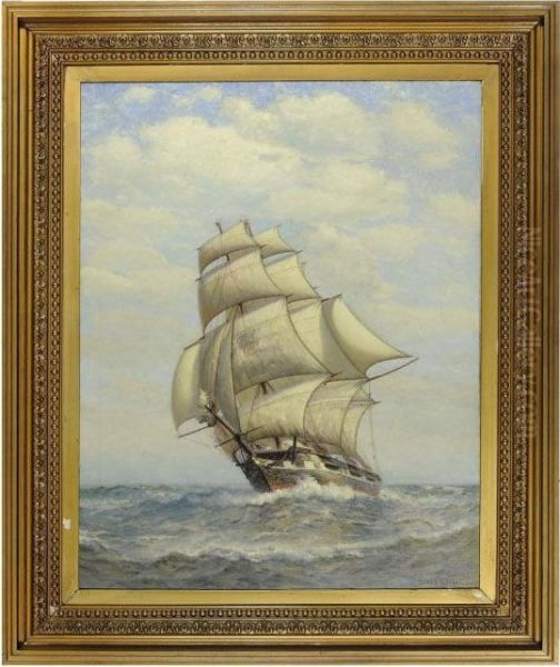 A Square Rigged Ship At Sea oil painting reproduction by James Gale ...