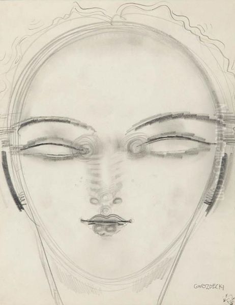 Glowa Dziewczyny oil painting reproduction by Gustaw Gwozdecki ...