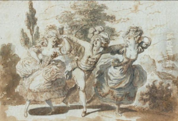 Les Trois Danseurs Plume oil painting reproduction by Louis Binet ...