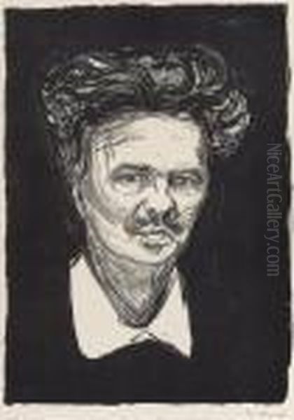 August Strindberg oil painting reproduction by Edvard Munch ...