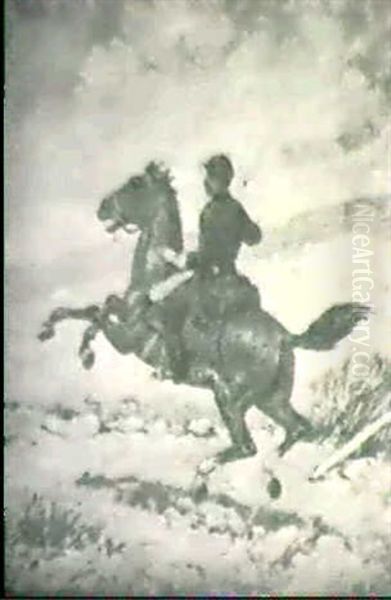 Civil War Cavalry Officer On Horseback oil painting reproduction by ...