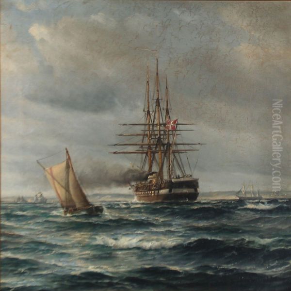 Seascape With The Danish Frigate Jylland oil painting reproduction by ...