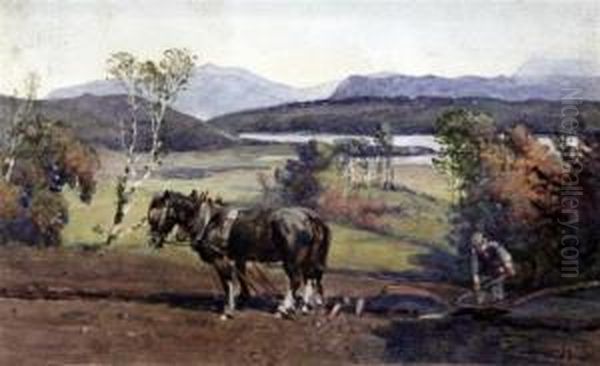 Ploughing Scene oil painting reproduction by Harold Swanwick ...