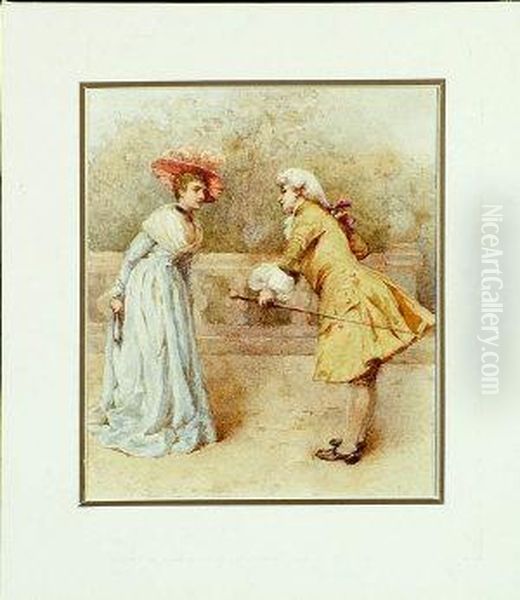A Regency Dandy Bowing To A Young Woman oil painting reproduction by ...