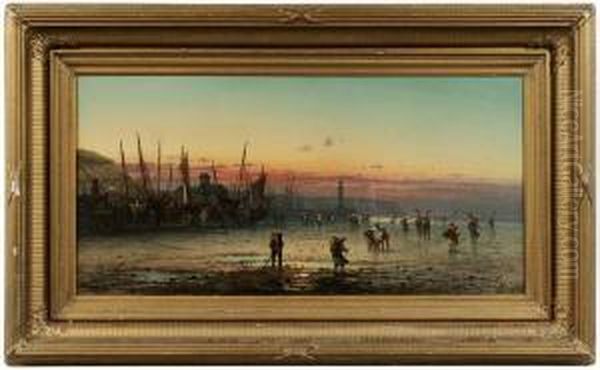Clam Diggers At Low Tide oil painting reproduction by Louis Timmermans ...