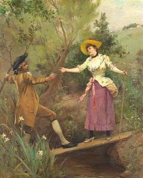 The Helping Hand oil painting reproduction by Auguste Emile Pinchart ...