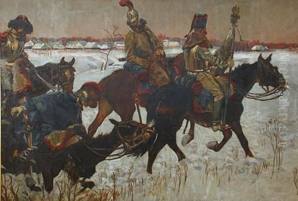 Bitwa Pod Berezyna - Fragment Panoramy oil painting reproduction by ...