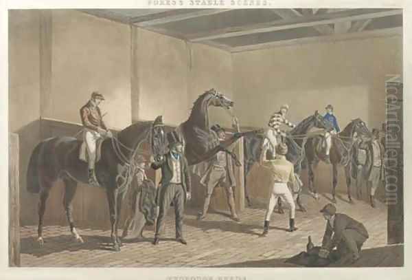 Fores's Stable Scenes The Hunting Stud oil painting reproduction by ...