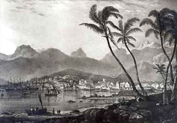 Port Louis from 'Views in the Mauritius' oil painting reproduction by T ...