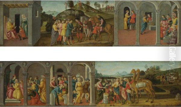 Two Cassone Panels With Scenes From The Life Of Joseph The Former oil ...